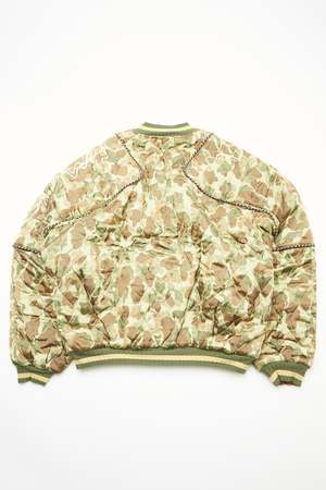 Kapital Rayon Satin Quilting Camo Sham Bomber Jacket - Khaki | Garmentory