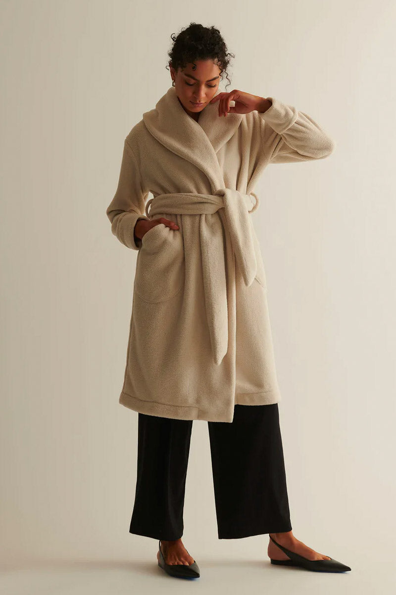 Skin Vivienne Fleece Robe - Bone | Garmentory