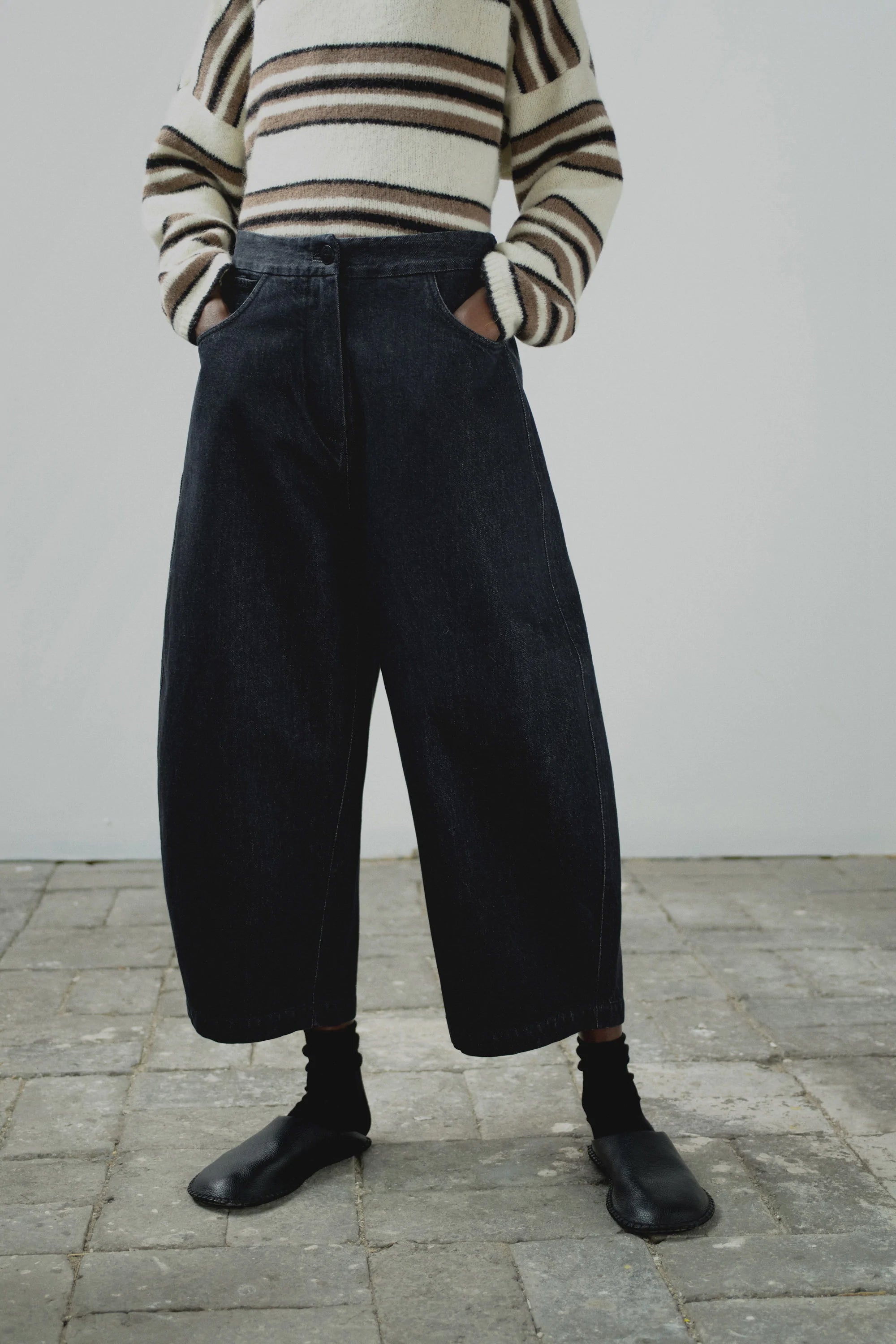 Cordera Curved Leg Pants - Black | Garmentory