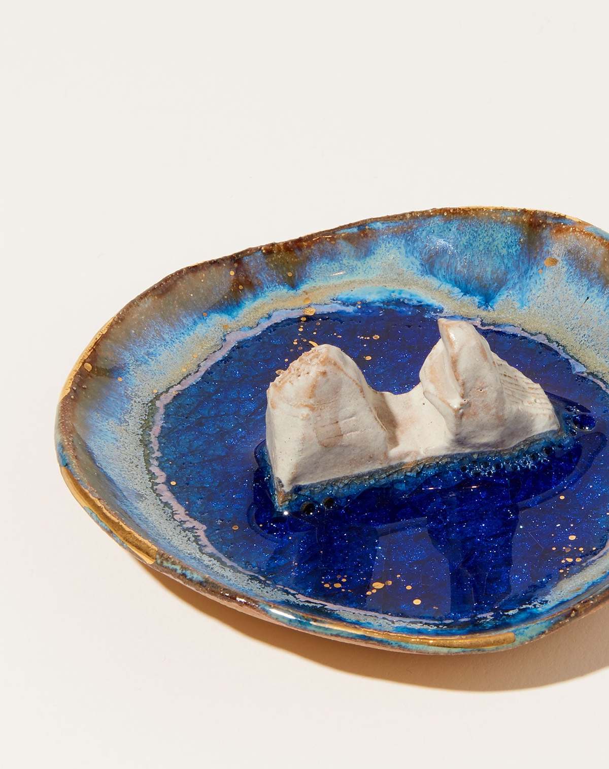 Minh Singer Iceland Mountain Dish - Waterfall with Gold Splatter ...