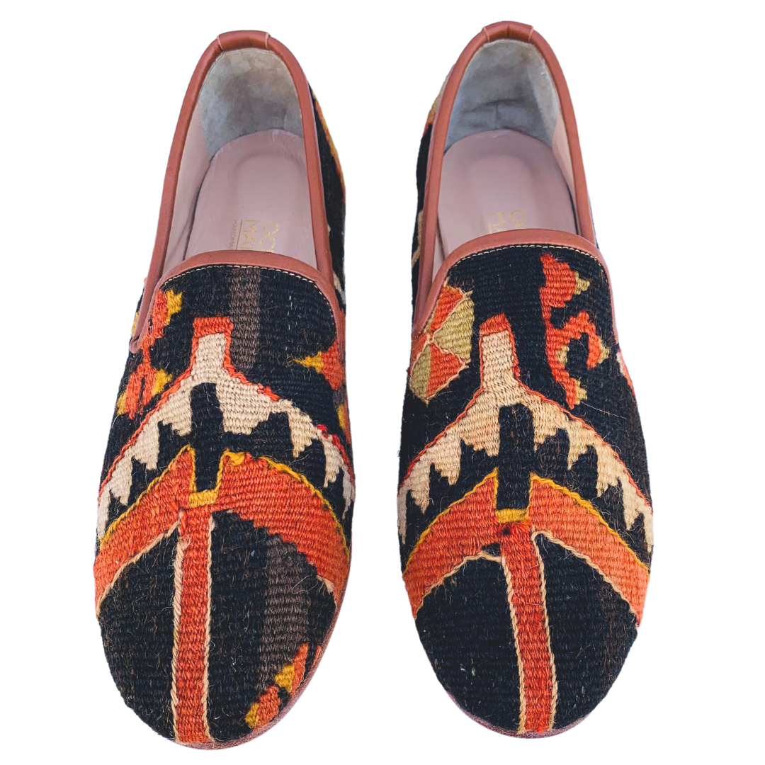 Ocelot Market Turkish Kilim Loafer - Black/Orange Pattern | Garmentory