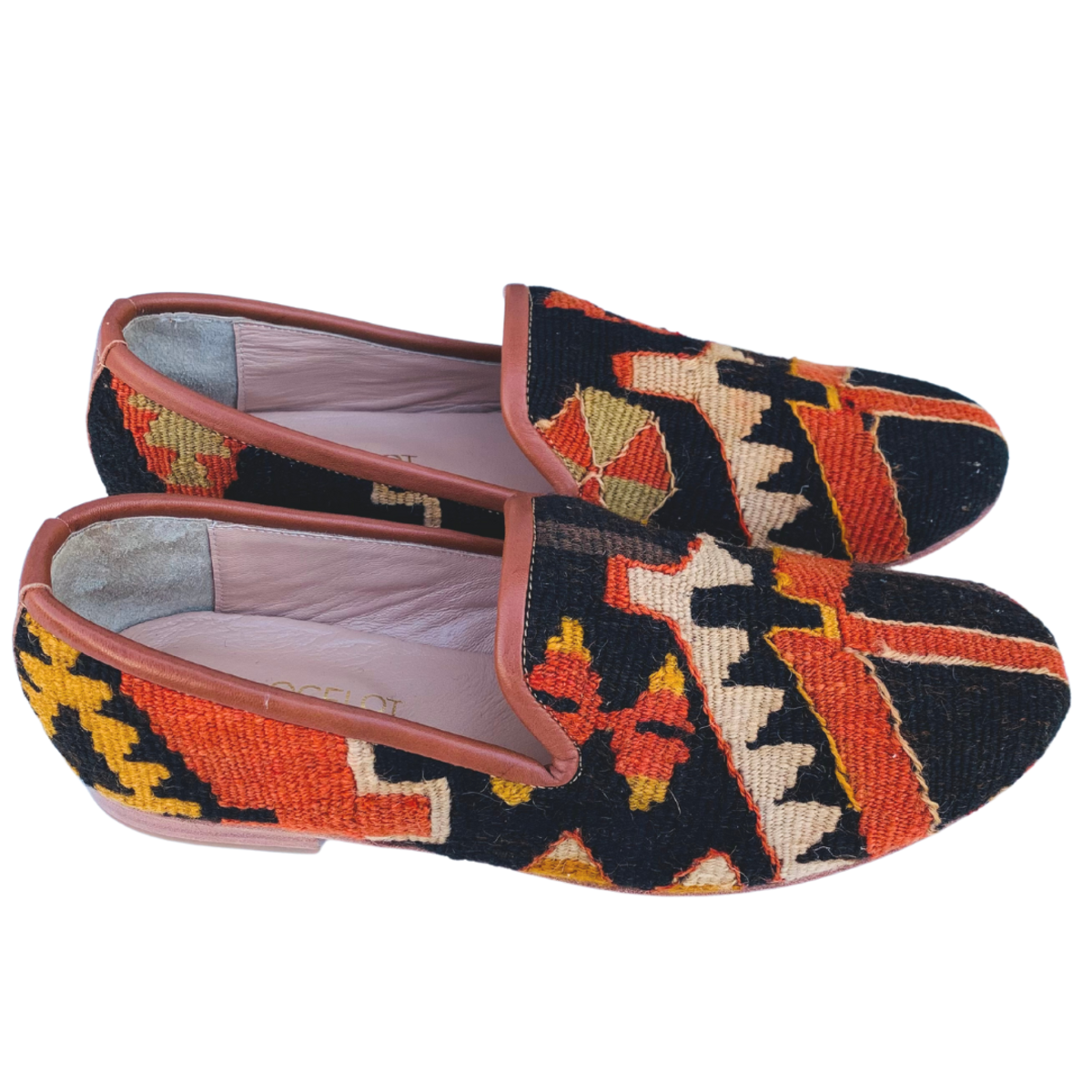 Ocelot Market Turkish Kilim Loafer - Black/Orange Pattern | Garmentory