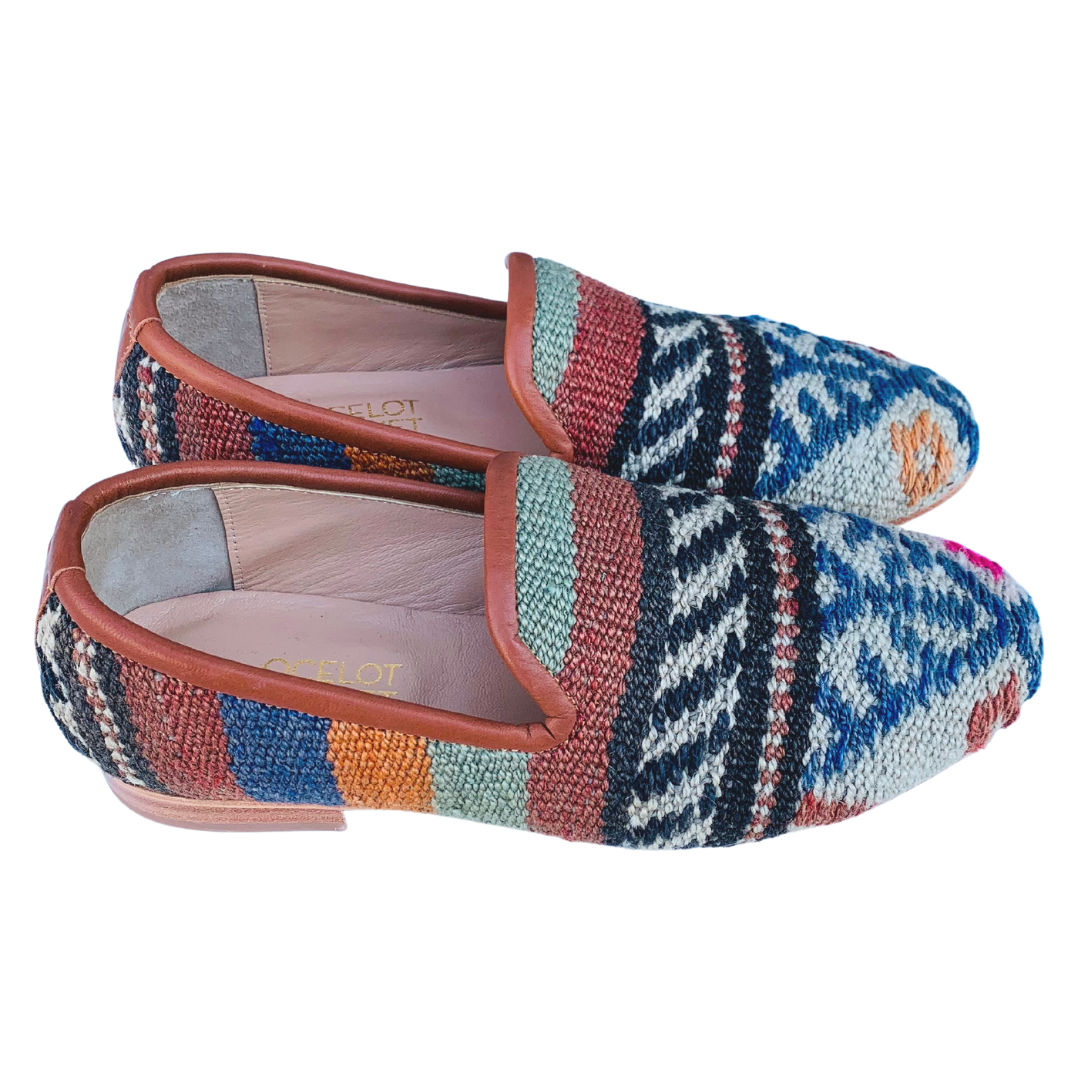 Ocelot Market Turkish Kilim Loafer - Grey/Blue Sweater Pattern | Garmentory