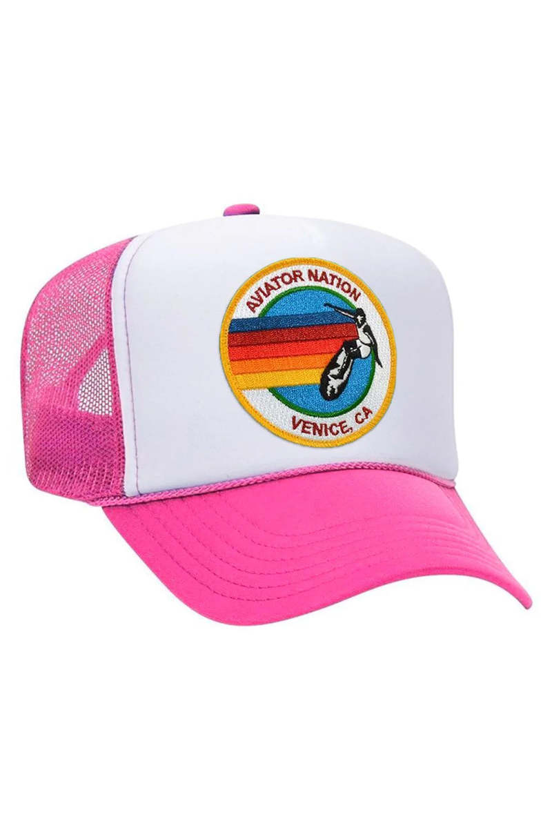 Aviator Nation Signature Trucker Hat - Neon Pink/White | Garmentory