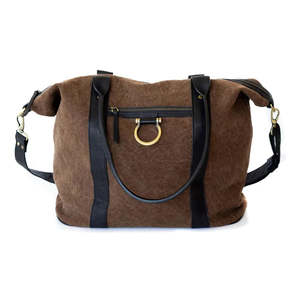 Sapahn So Honey Weekender Bag - Brown Canvas/Black Leather | Garmentory