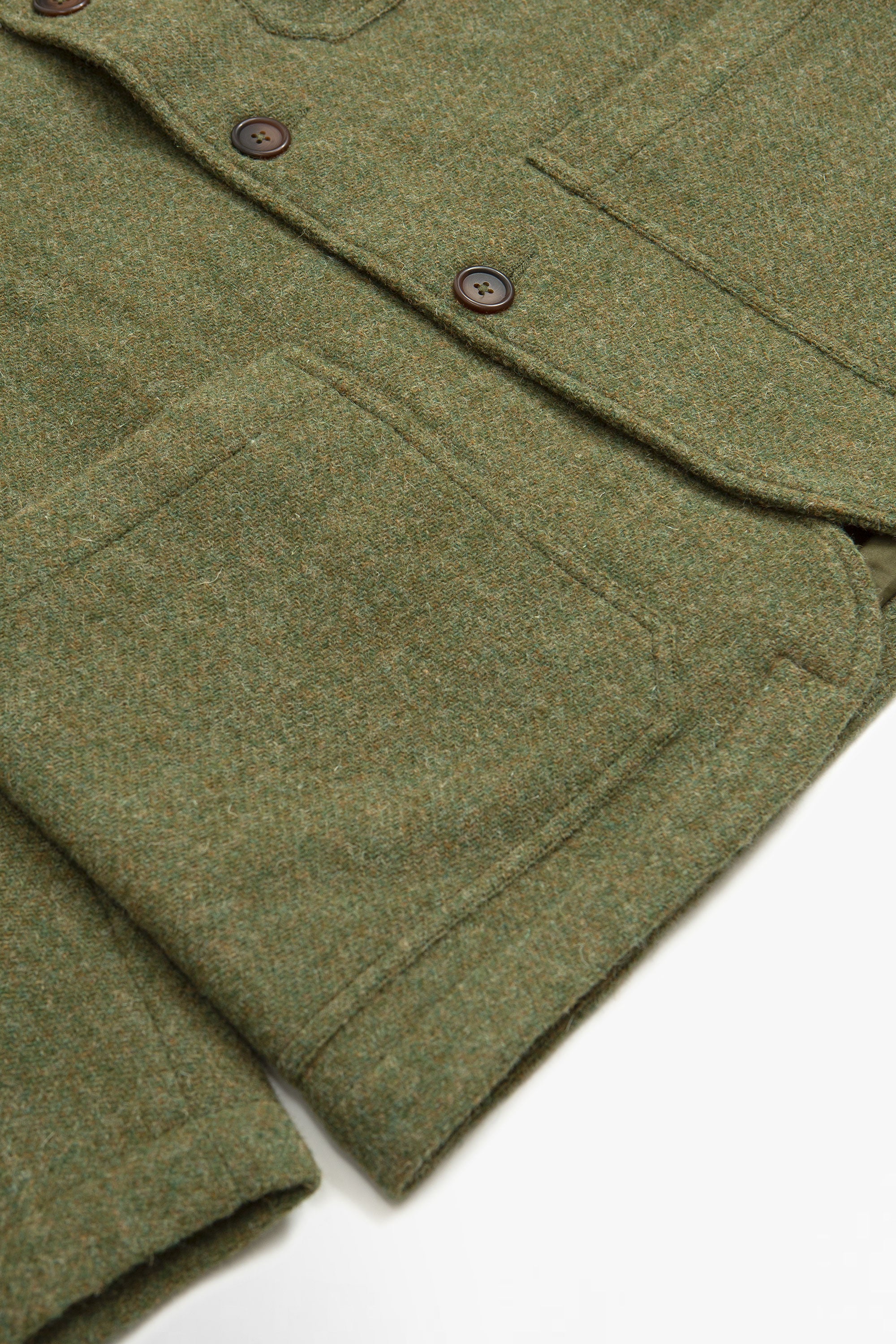 Universal Works Bakes Chore Jacket - Harris Tweed Olive | Garmentory