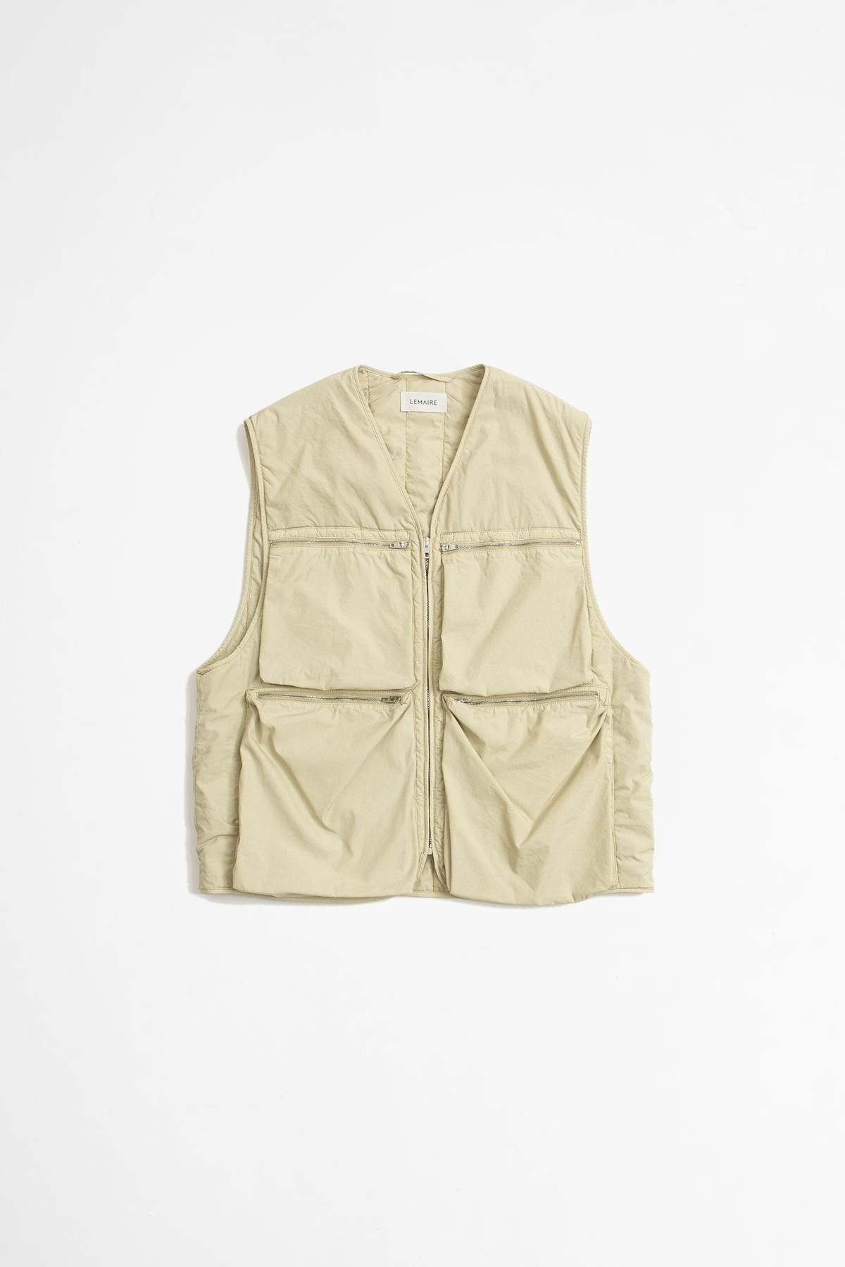 Lemaire Padded Zip Up Gilet Overcast Grey Vest - Cream | Garmentory