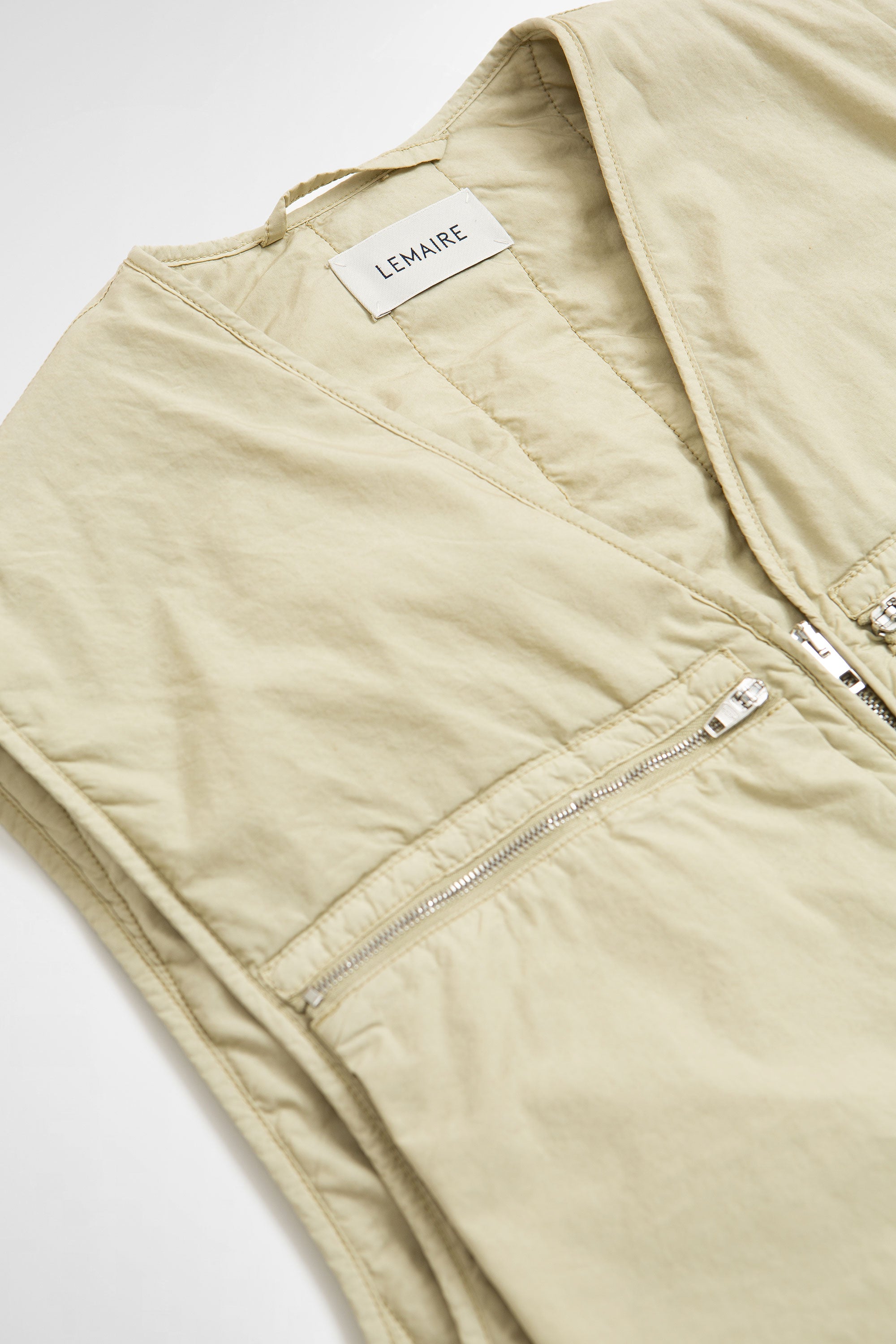 Lemaire Padded Zip Up Gilet Overcast Grey Vest - Cream | Garmentory