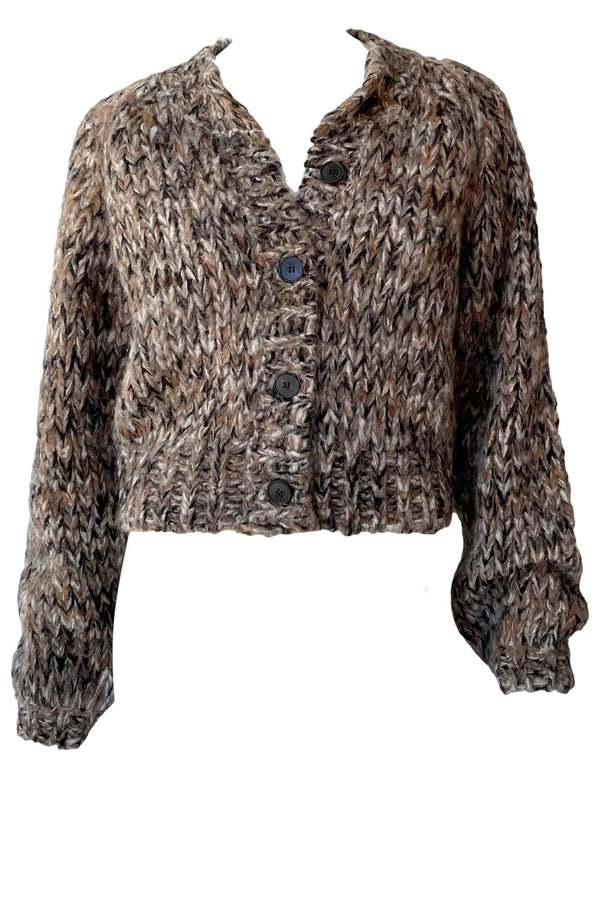 FRAME Denim Marl Cardigan - Camel | Garmentory