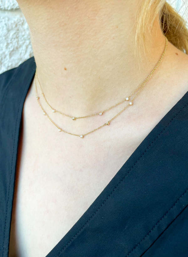 EF Collection DIAMOND CROWN DOUBLE STRAND NECKLACE - Gold | Garmentory