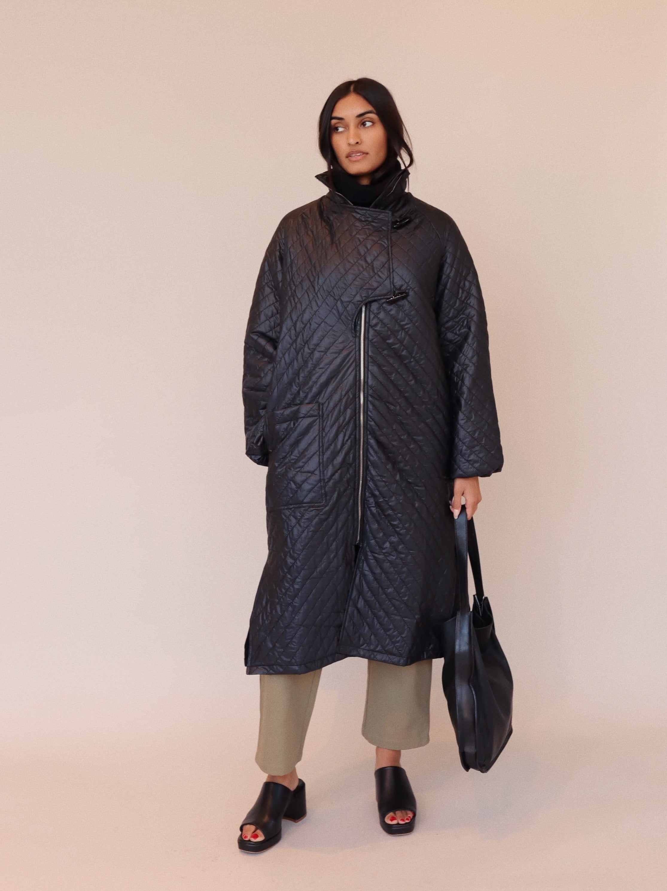 Moon River Quilted Padded Jacket - Black | Garmentory