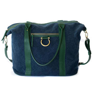 Sapahn So Honey Weekender Bag - Blue Canvas/Kelly Green Leather ...