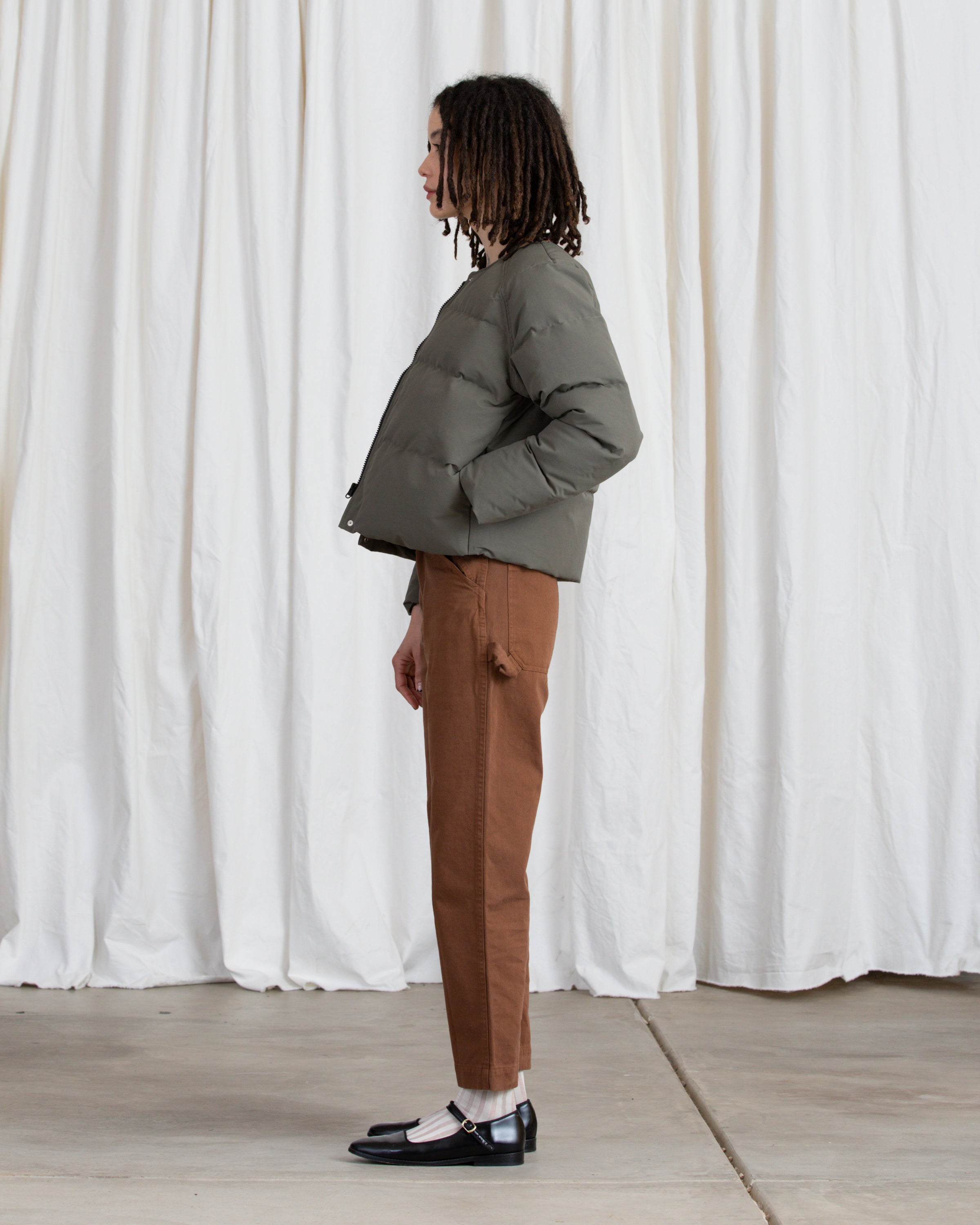 Ali Golden GROSGRAIN PUFFER JACKET - MUTED OLIVE | Garmentory