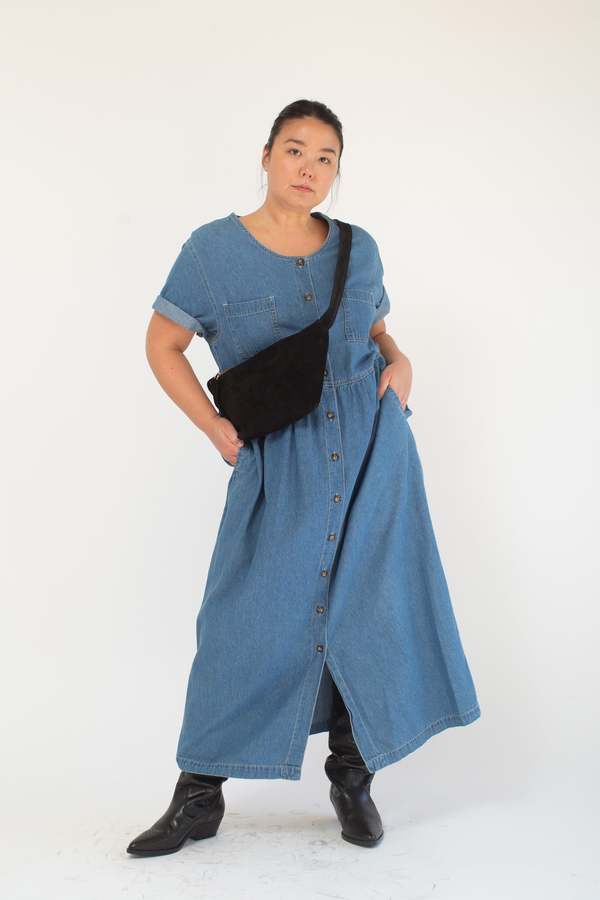 Vintage Denim Button Up Dress - Blue | Garmentory