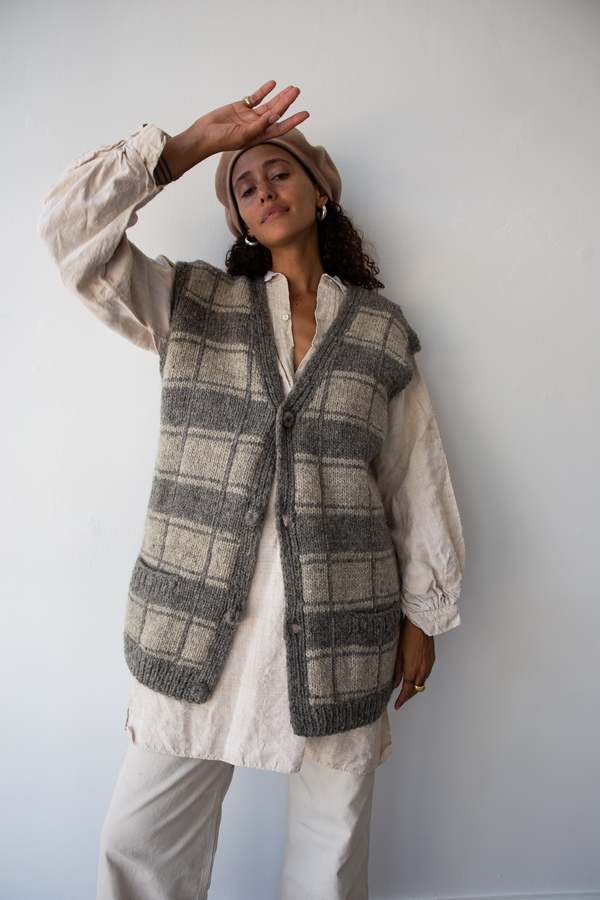 Chunky Wool Sweater Vest - Checkered | Garmentory