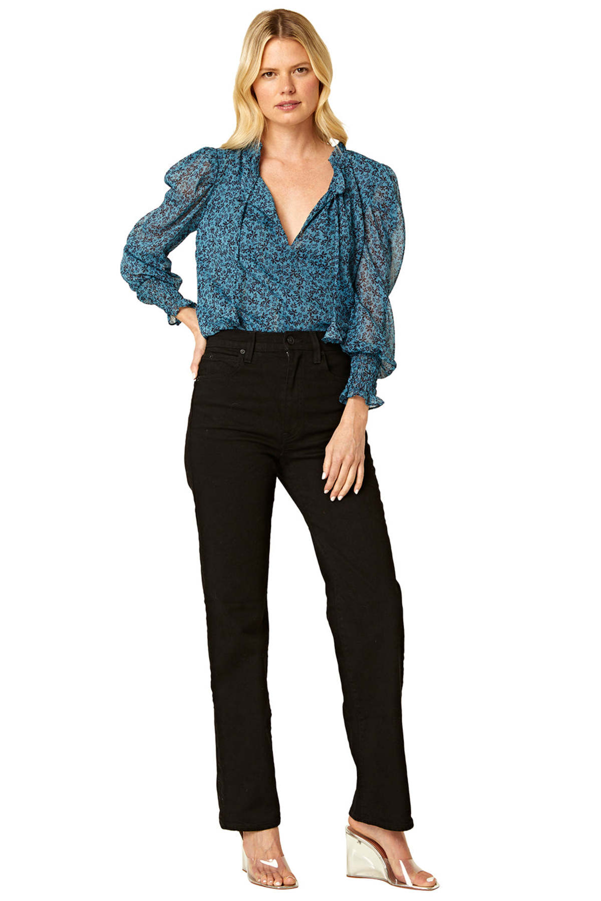 MISA Siena Cerulean Top - Blue Multi | Garmentory