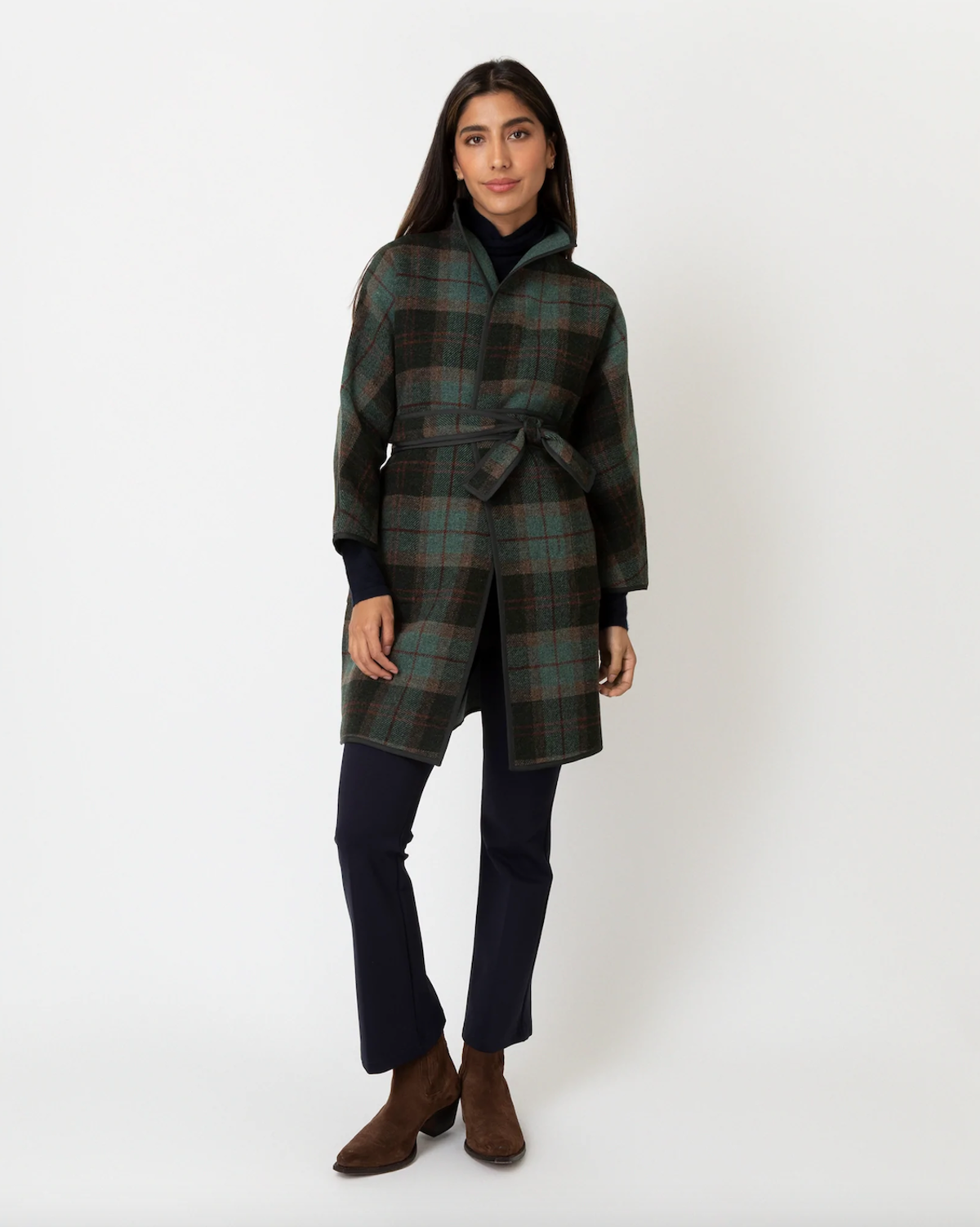 Ann Mashburn Double-Faced Shetland Wool Reversible Kimono Carina Coat ...