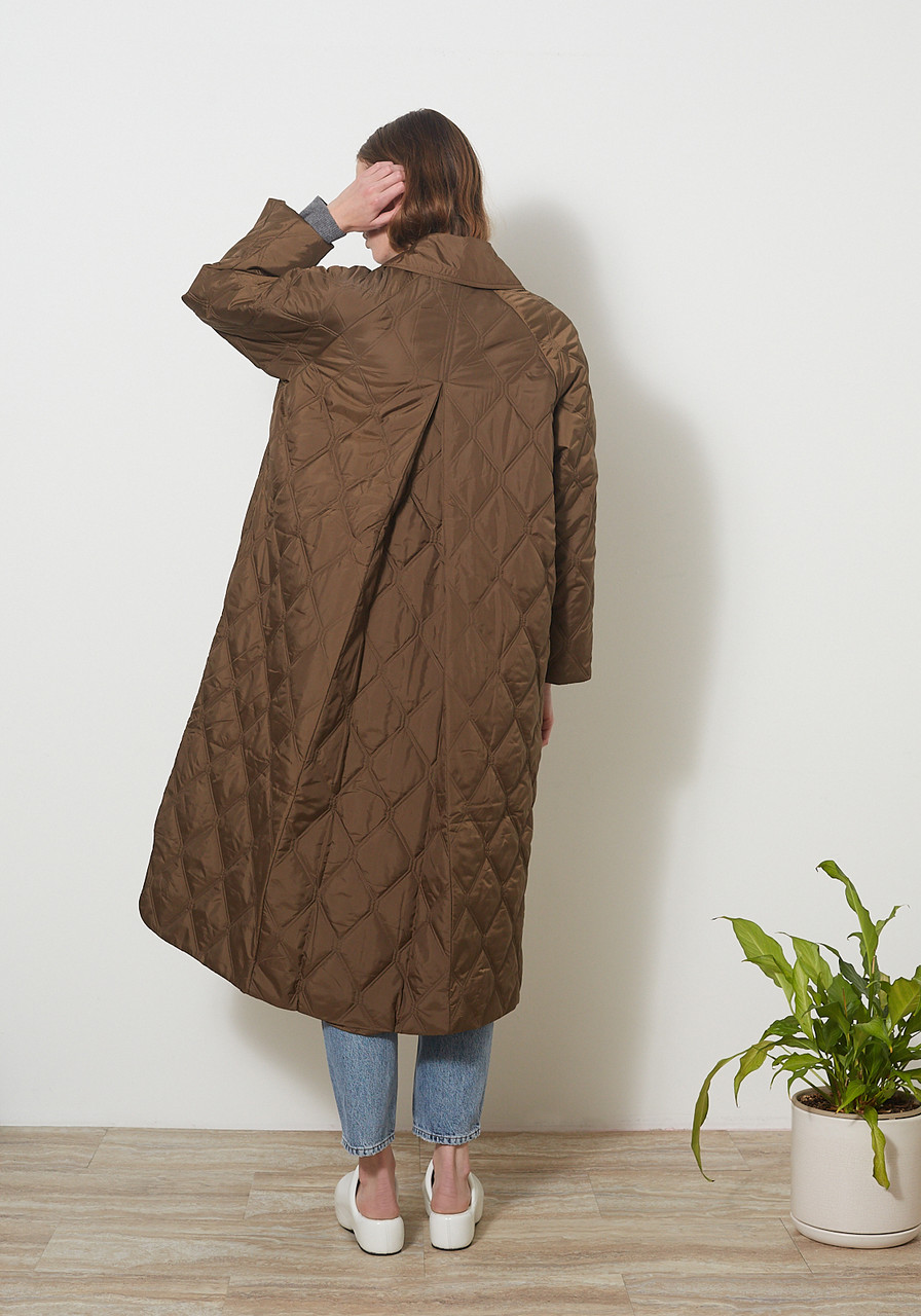 Ganni Ripstop Quilt Coat - Teak | Garmentory