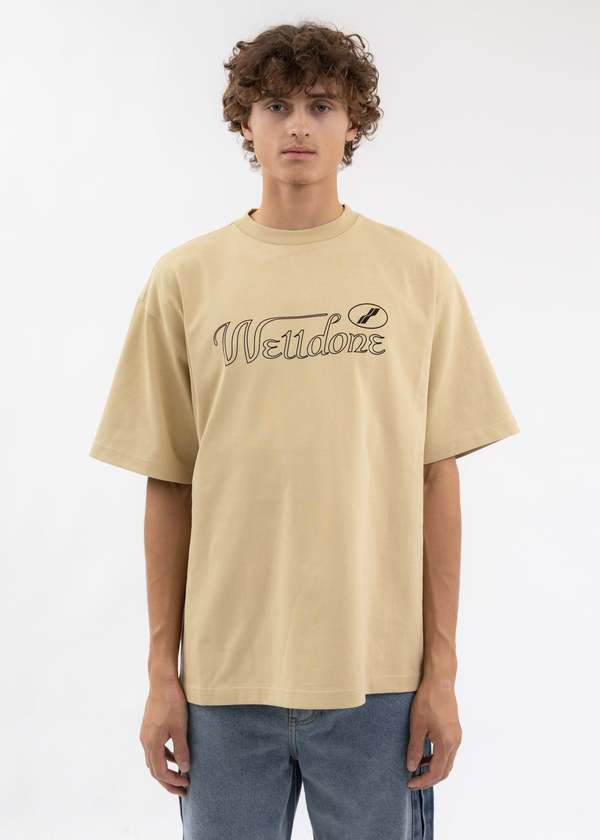 We11done Cursive Symbol Logo Large T-shirt - Beige | Garmentory