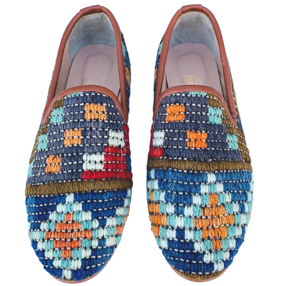 Ocelot Market Turkish Kilim Loafer - Blue/Orange | Garmentory