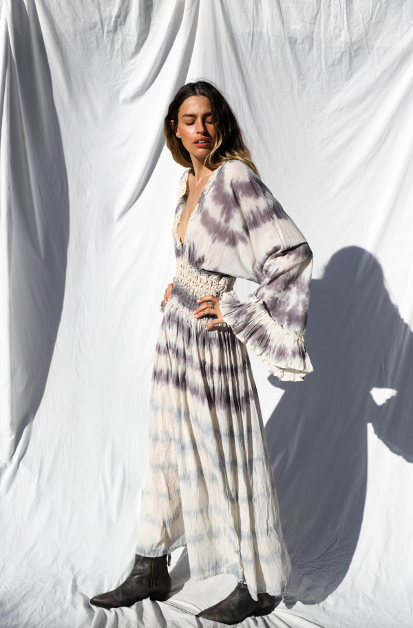Jen's Pirate Booty Axis Maxi Dress - Storm Haze Grey Tie Dye | Garmentory
