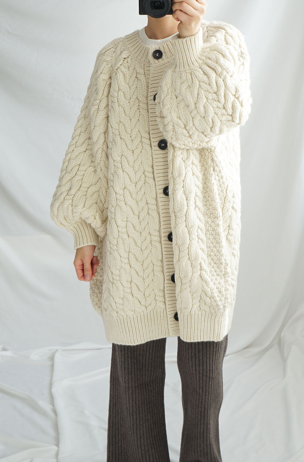 Mr Mittens Velia Cable Maxi Jacket - Cream | Garmentory