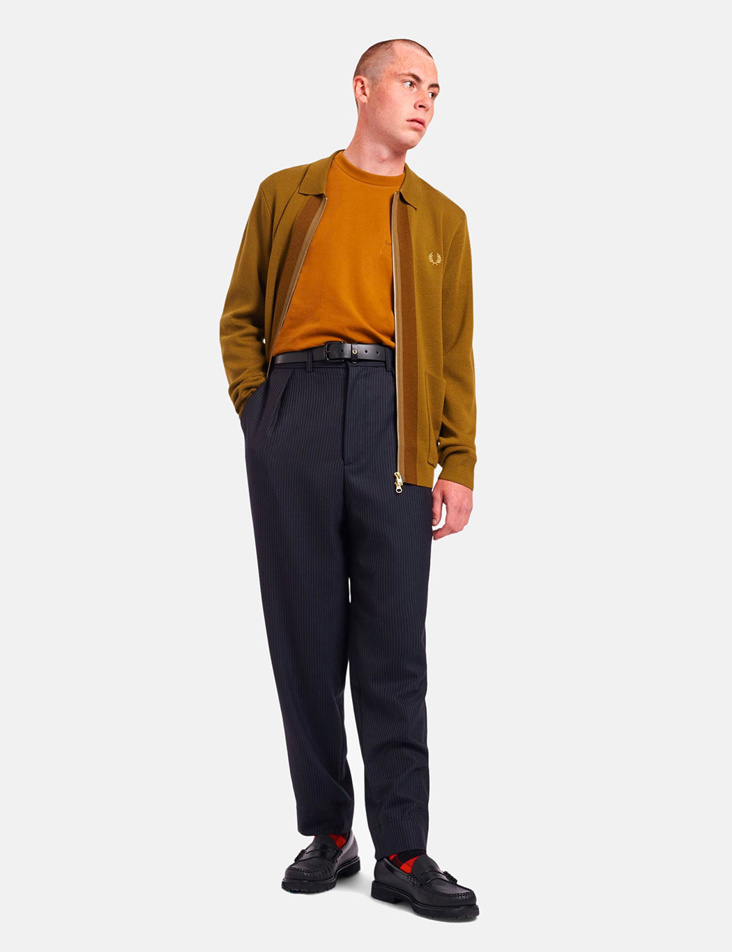 Fred Perry Zip Through Cardigan - Dark Caramel | Garmentory