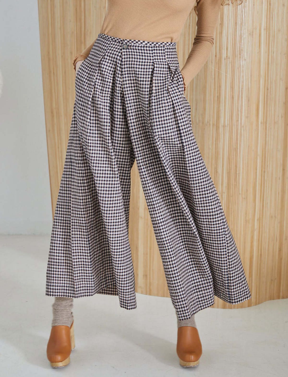 Rujuta Sheth Frida Pants - Neutral Chex | Garmentory