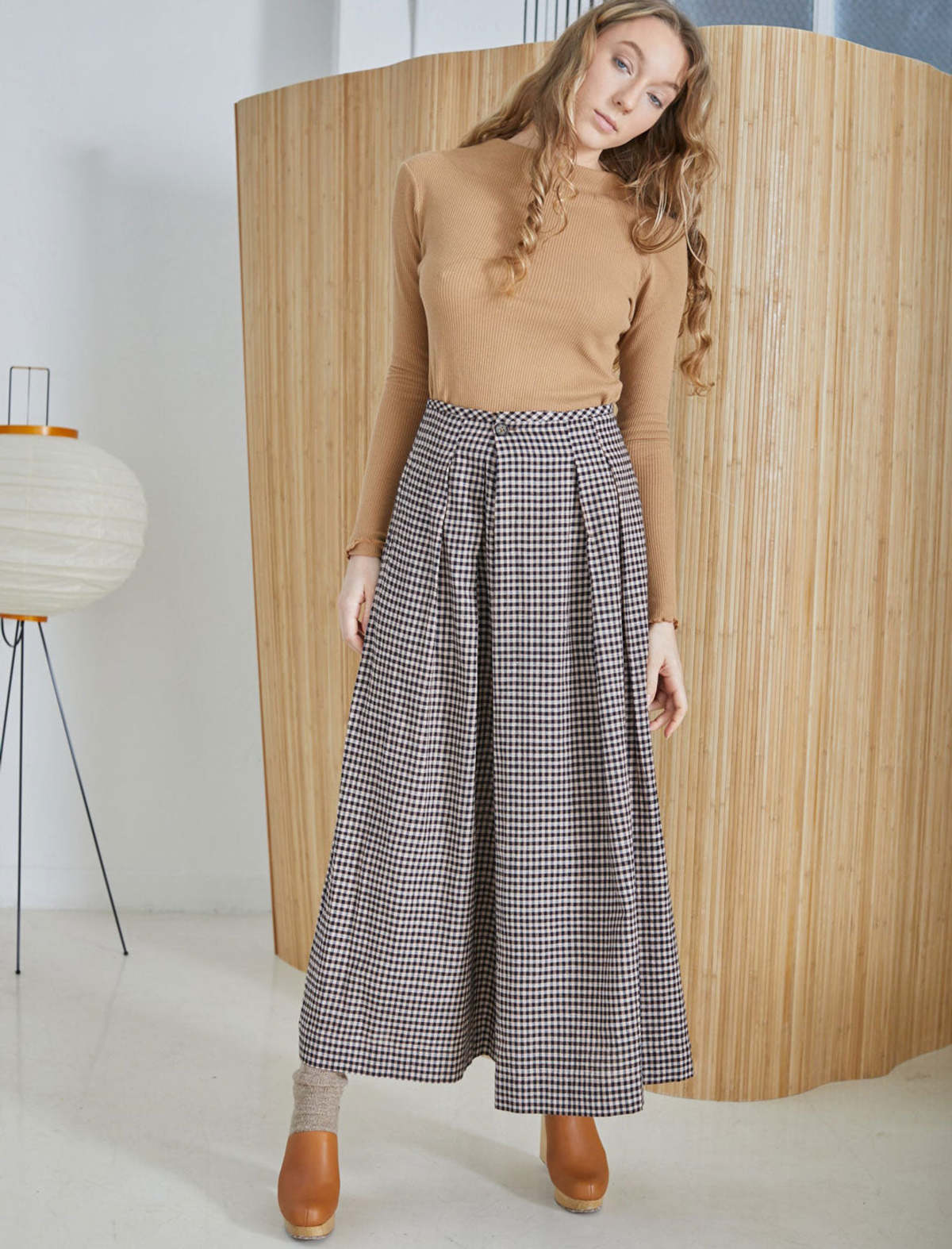 Rujuta Sheth Frida Pants - Neutral Chex | Garmentory
