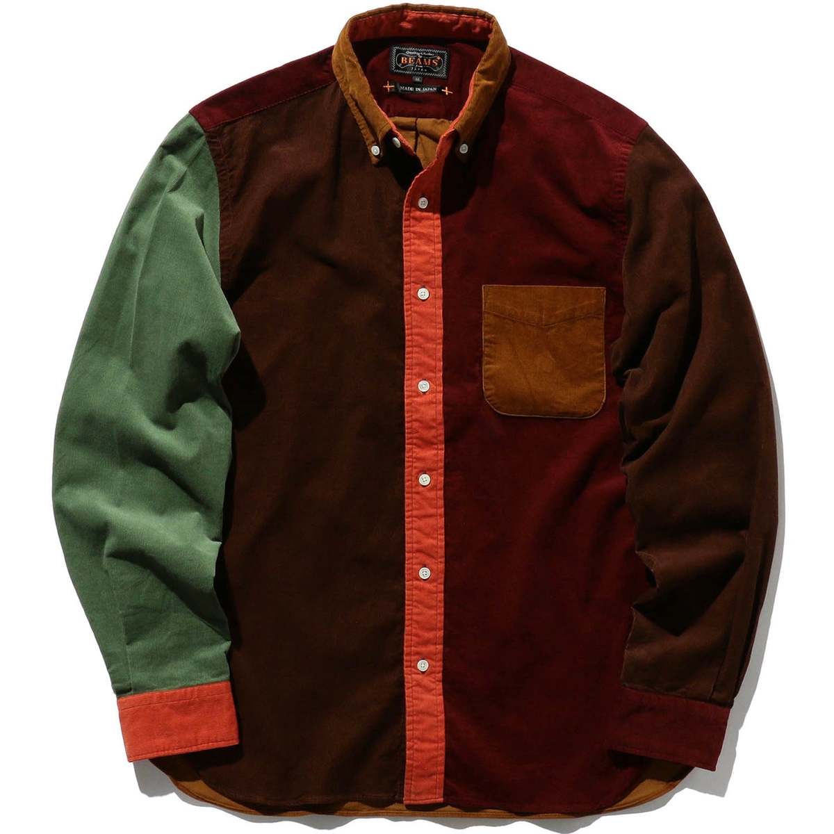 Beams Plus B.D. Panel 22W Corduroy Shirt - Navy Multi | Garmentory