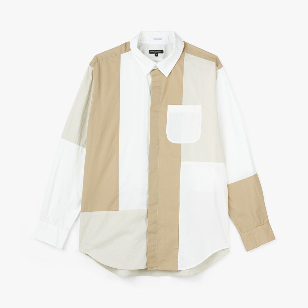 Engineered Garments Cotton Broadcloth Combo Short Collar Shirt - White | Garmentory