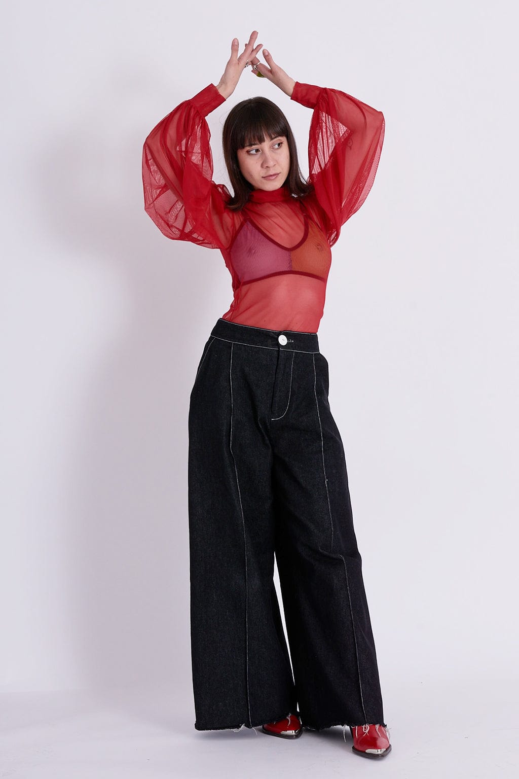 Dolly Mesh Turtleneck Red | Garmentory