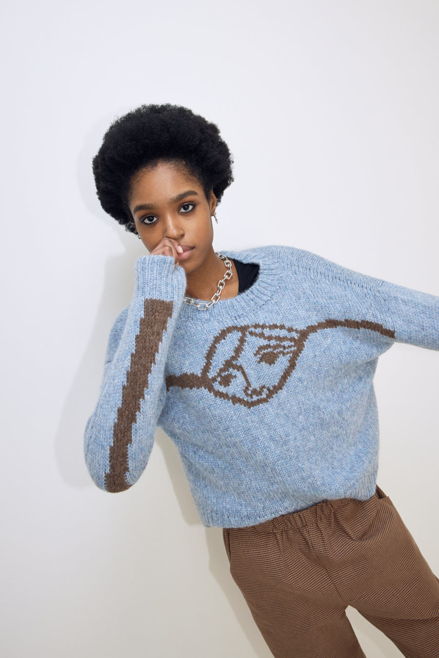 Eve Gravel Meryl Sweater - Blue/Dark Cafe | Garmentory