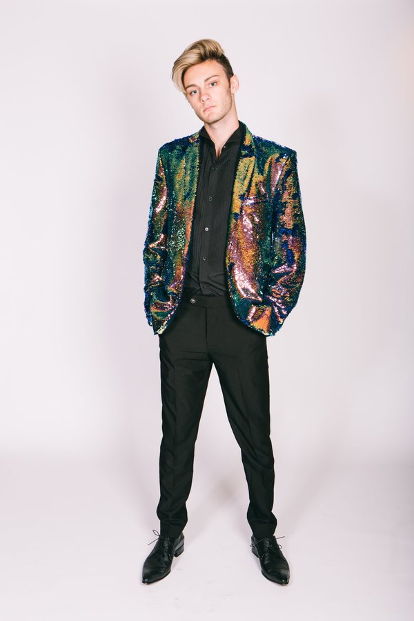 Any Old Iron Oil Slick Sequin Jacket | Garmentory