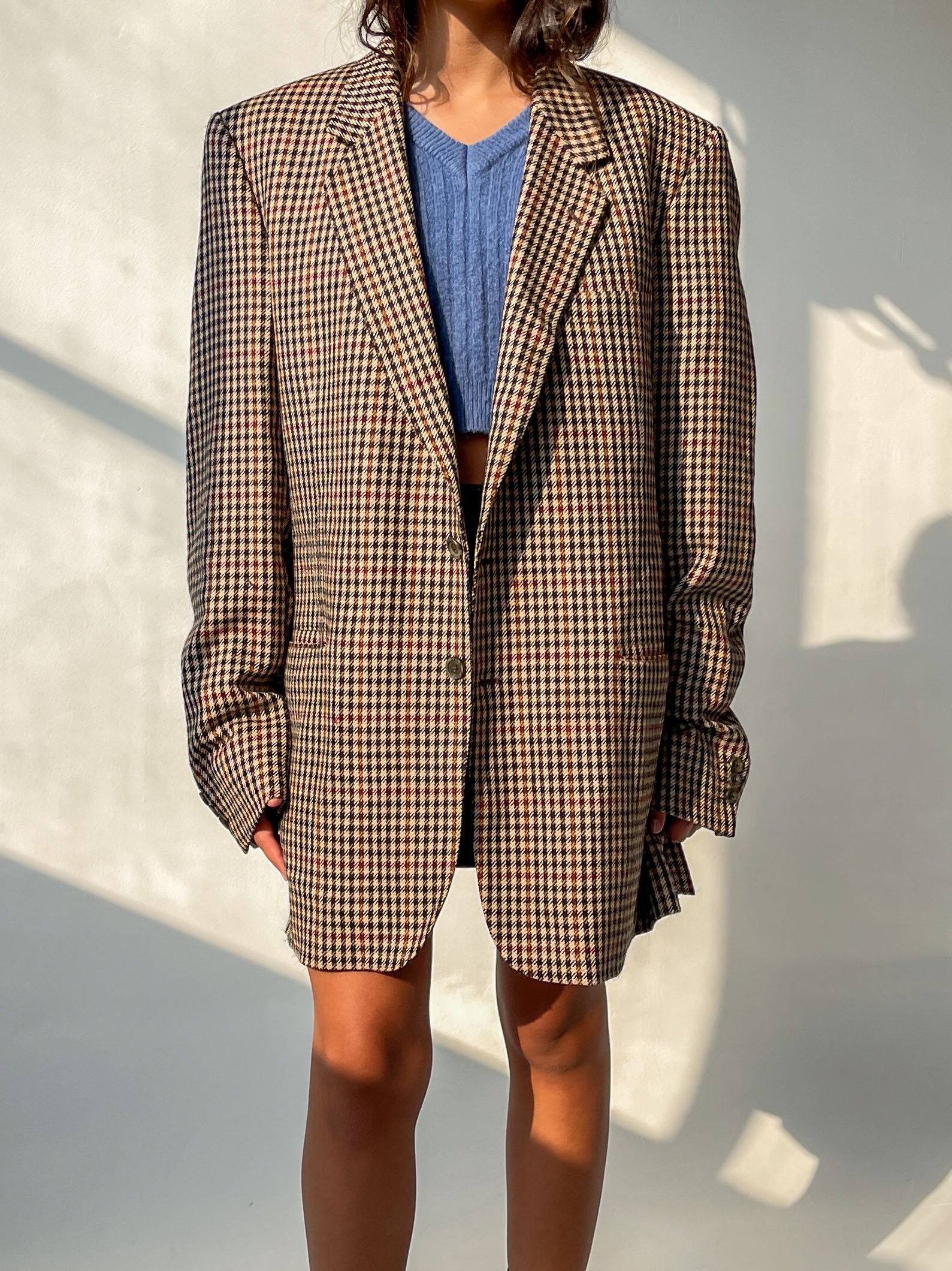 Plaid Wool Blazer - Houndstooth | Garmentory