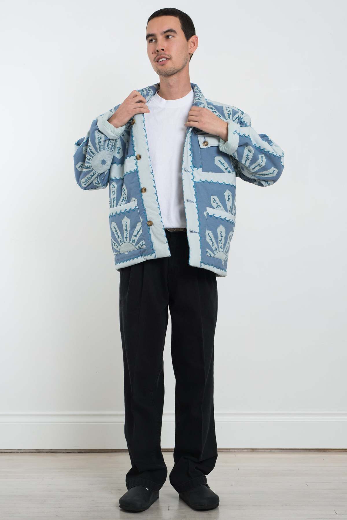 BODE Signature Floral Workwear Jacket - Blue/Cream | Garmentory