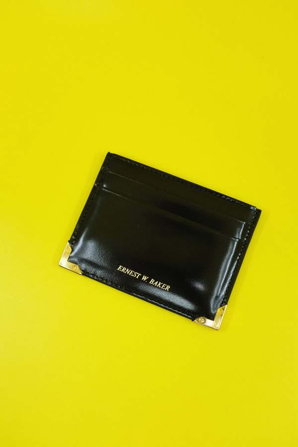 Ernest W. Baker Leather Gold Edge Card Holder - Black | Garmentory