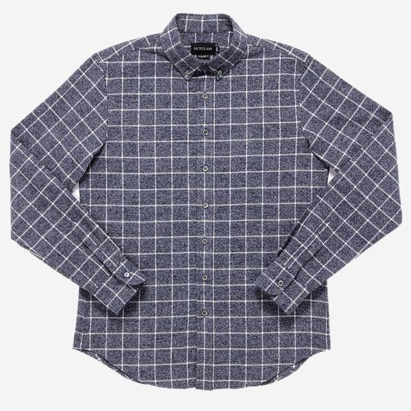 Outclass Attire Flannel Shirt - Navy Windowpane | Garmentory