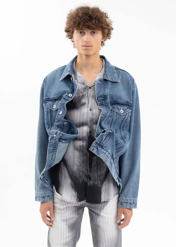 Y/project CLASSIC WIRE DENIM JACKET - BLUE | Garmentory