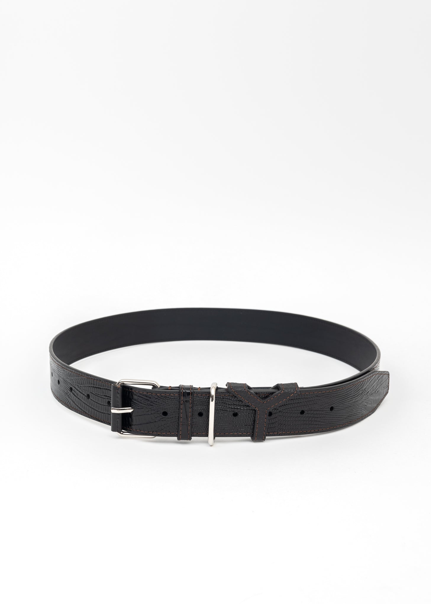 Y/project PATCHWORK Y BELT 35 MM - BLACK / SILVER | Garmentory