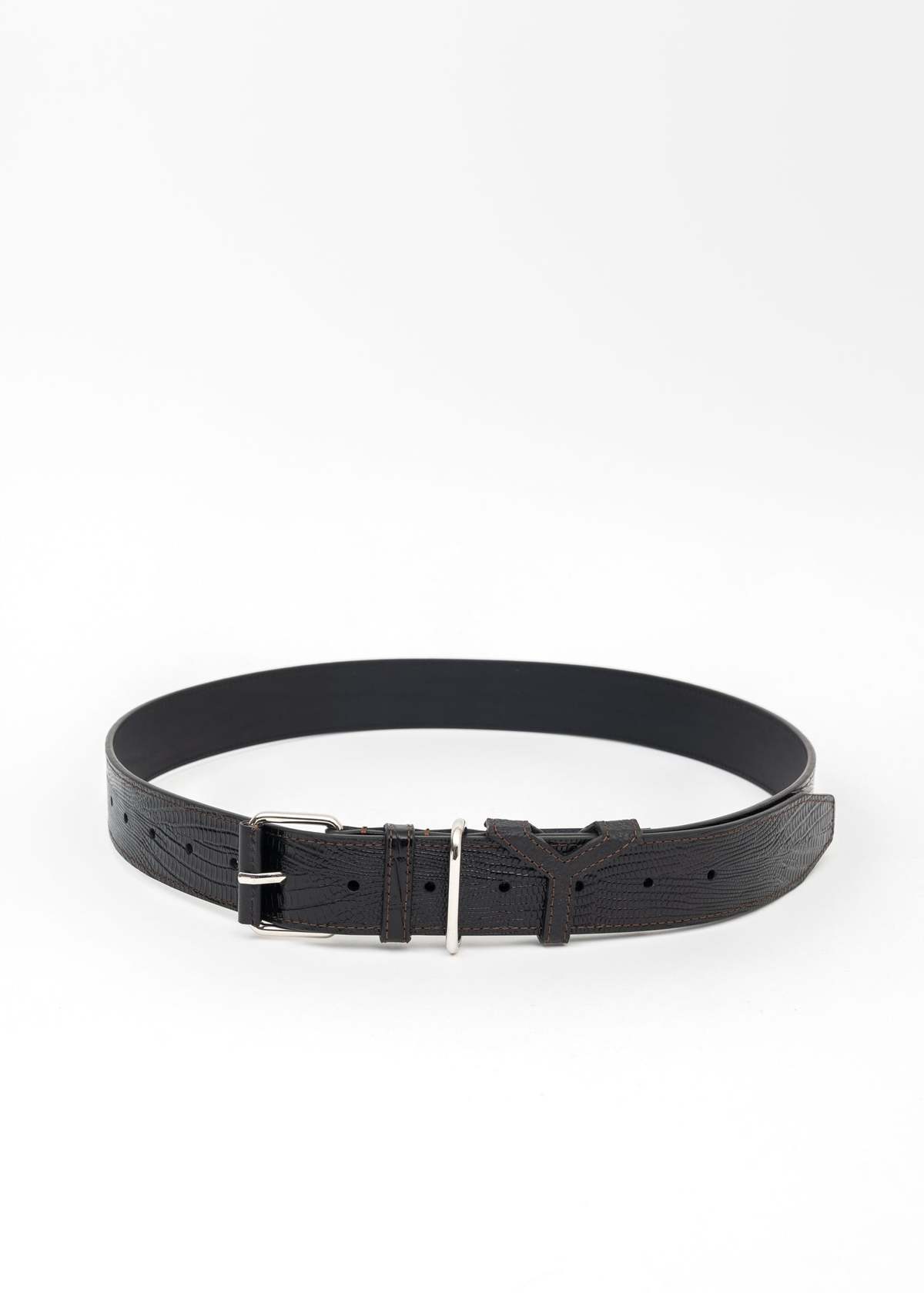 Y/project PATCHWORK Y BELT 35 MM - BLACK / SILVER | Garmentory