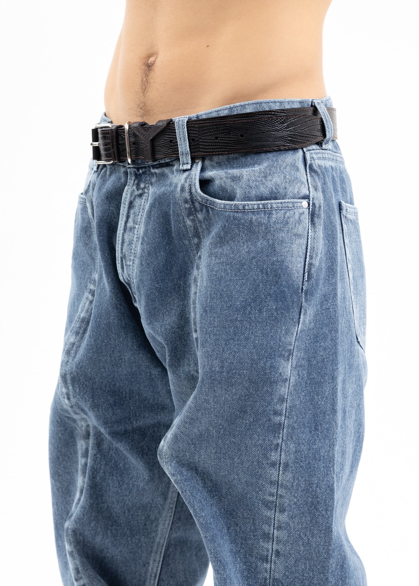 Y/project PATCHWORK Y BELT 35 MM - BLACK / SILVER | Garmentory