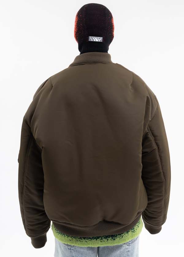 Y/project PINCHED LOGO BOMBER - ARMY GREEN | Garmentory