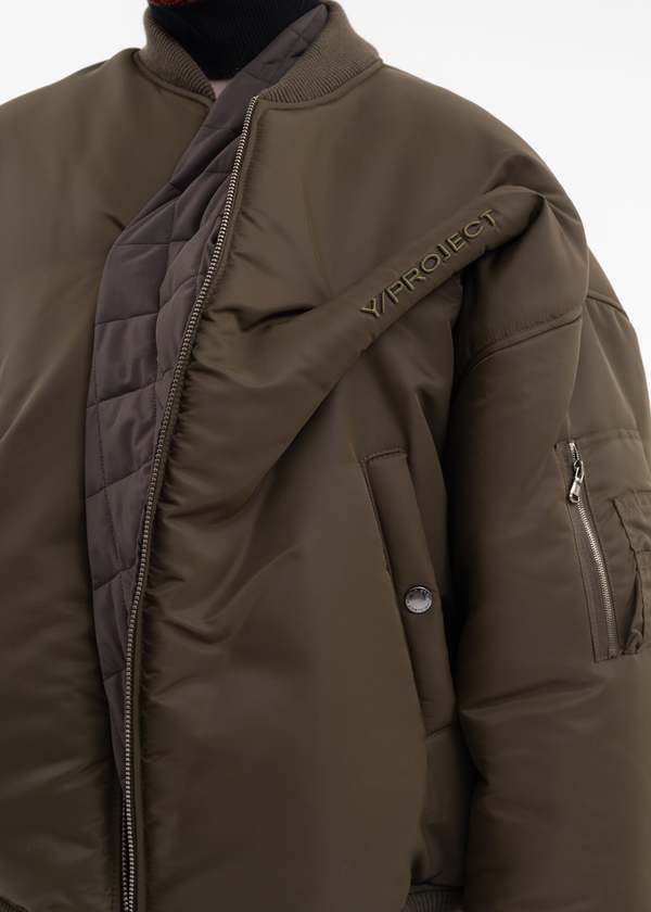 Y/project PINCHED LOGO BOMBER - ARMY GREEN | Garmentory