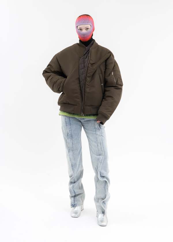 Y/project PINCHED LOGO BOMBER - ARMY GREEN | Garmentory