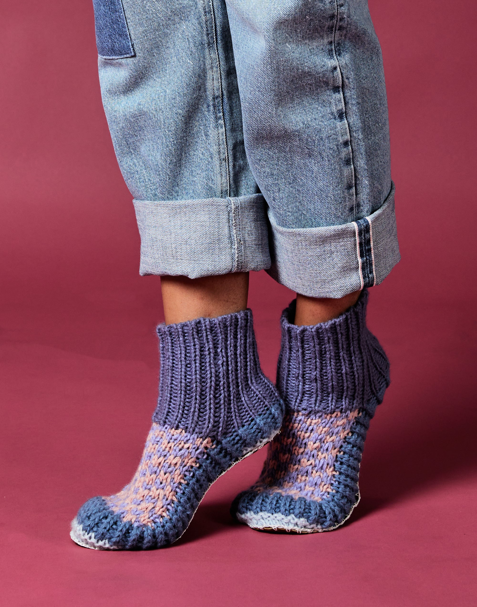 Ariana Bohling Berkley Knit Slipper Sock - Purple | Garmentory