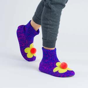 Verloop flower sock slippers - magenta cobalt | Garmentory