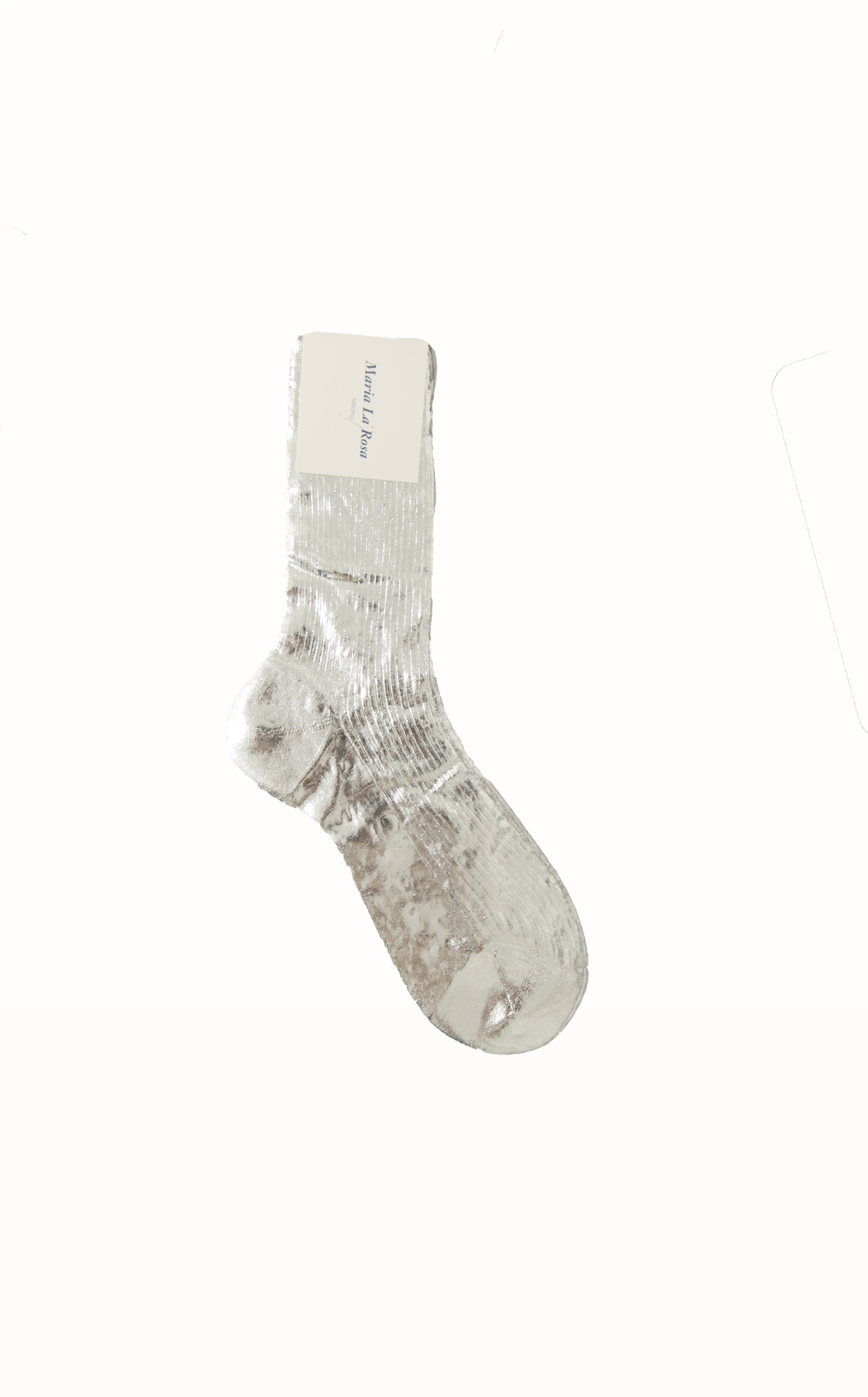 Maria La Rosa One Ribbed Laminated Socks - Silver | Garmentory