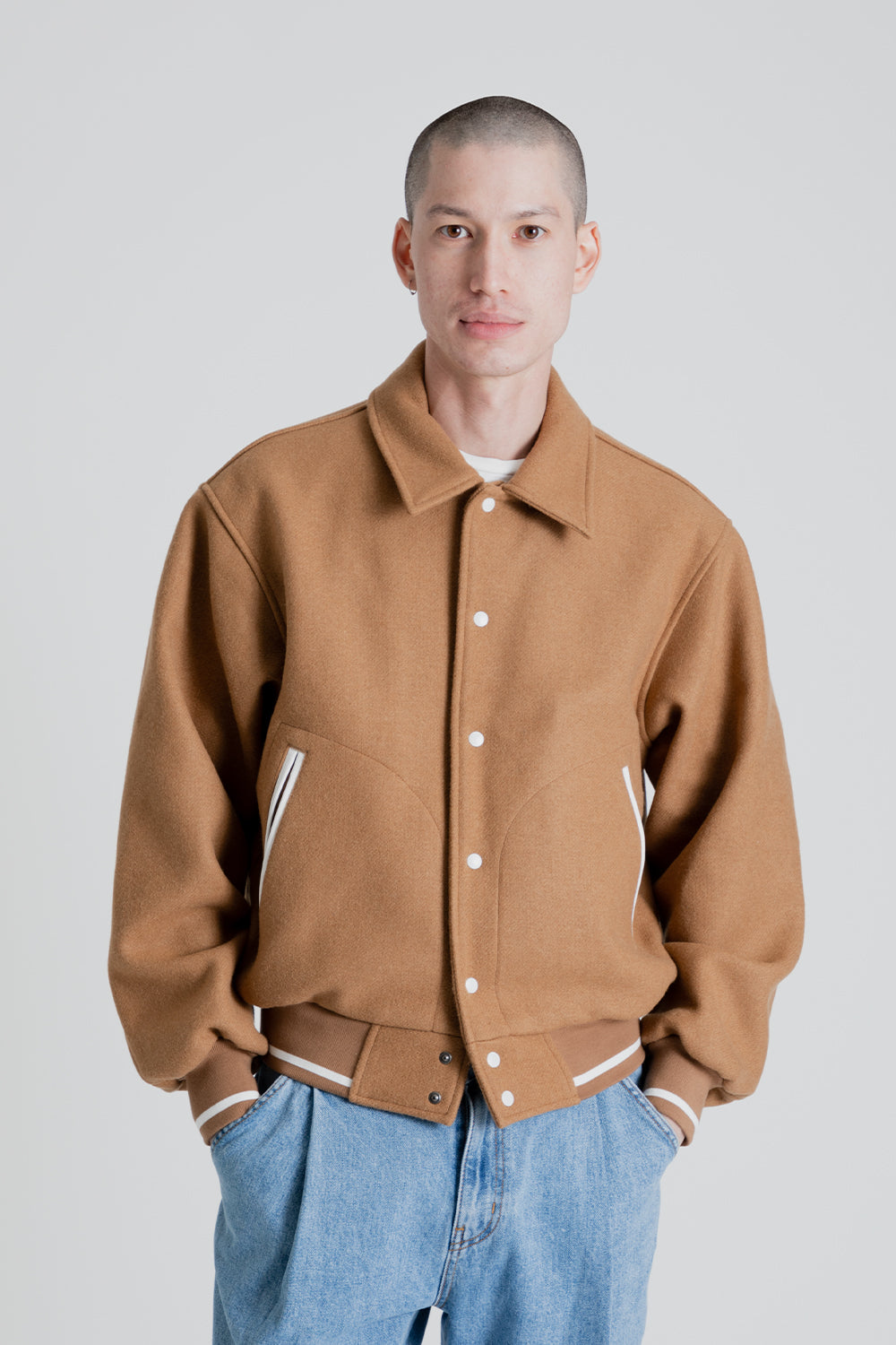 Uniform Bridge Varsity Blouson - Beige | Garmentory