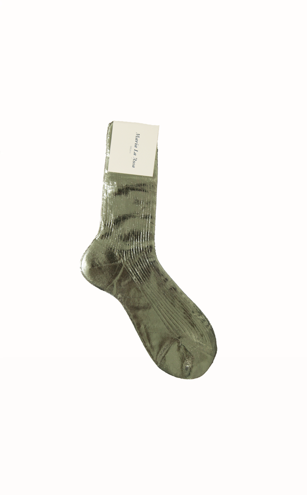 Maria La Rosa One Ribbed Laminated Socks - Grey | Garmentory